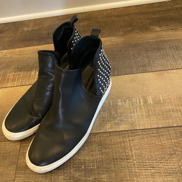 Steve Madden | Shoes | Steve Madden Booties Black Leather Studs On Back Of The Heels Wedge ...